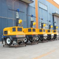China 220v Pushcart Type 5M Manual Rod LED Mobile Light Tower 200W 300W 400W IP Rated Standard for sale