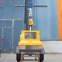 China 220v Pushcart Type 5M Manual Rod LED Mobile Light Tower 200W 300W 400W IP Rated Standard for sale