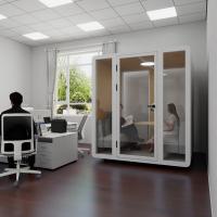 China Easy Assembly 4 Person Office Pod Sound Proof Office Cabin Built In Ventilation System for sale