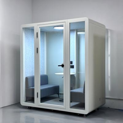 China Prefabricated Office Pod with 7-layer Acoustic Structure 7 Main Components and 3-color LED Lighting for sale
