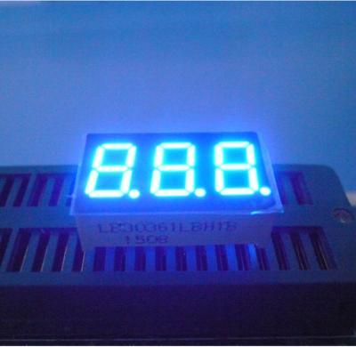 China 0.36 Inch Blue 7-Segment LED Display - Triple Digit 9.2mm Height 80-100mcd Intensity for sale