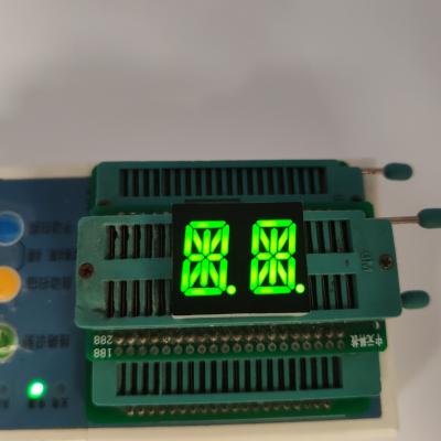 China Pure Green Black Face Alphanumeric LED Display 2 Digit 13.8mm 14 Segment for sale