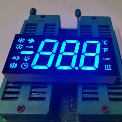 China Ultra Bright Blue Triple Digit 7 Segment LED Display Common Cathode for Refrigerator Controller for sale
