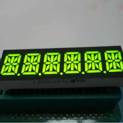 China Custom Super Bright Green 0.39 inch 6 Digit 14 Segment LED Display Common Anode for Instrument Panel for sale