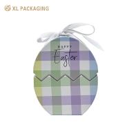 China Custom Easter Egg Shaped Chocolate Gift Box 3 Pieces Set Packaging Box with White Ribbon & EVA Insert for sale