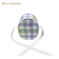 China Custom Easter Egg Shaped Chocolate Gift Box 3 Pieces Set Packaging Box with White Ribbon & EVA Insert for sale