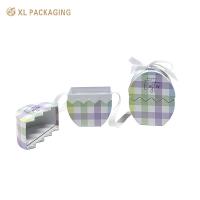 China Custom Easter Egg Shaped Chocolate Gift Box 3 Pieces Set Packaging Box with White Ribbon & EVA Insert for sale