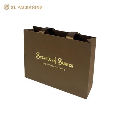 China XL Packaging Custom Packaging Factory Custom Printed Laminated Brown Small Clothing Jewelry Shopping Gift Packaging Paper Bag Eco Friendly Features Box Type for sale