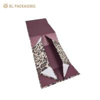China Luxury Leopard Magnetic Folding Gift Box for Handbags Flat Pack Shipping Box for sale