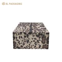 China Luxury Leopard Magnetic Folding Gift Box for Handbags Flat Pack Shipping Box for sale