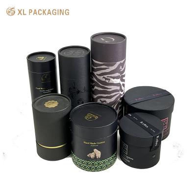 China Thick Food-Grade Biodegradable Kraft Pulp Paper Tube with Customizable Finishing Options and Tight-Fitting Lid Structure for Loose Tea Coffee Beans Candy Chocolate for sale