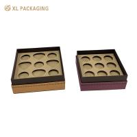 China 2-Piece Lid & Base Luxury Chocolate Packaging with UV Logo and Gold Stamping 9 Square Cavity Kraft Inner Tray for sale