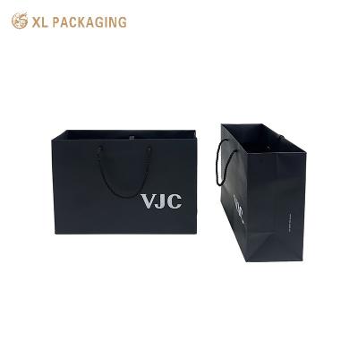 China XL Packaging Customized Packaging Black Bag With Own Logo Shopping Paper Gift Bags Business For Shoes And Clothing for sale
