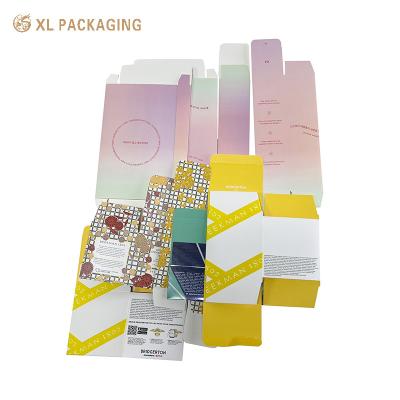 China XL Packaging Printed Cosmetic Foldable Card Box Pink Gradient Color Card Paper Box For Skin Care Essential Oil Holding Cardboard Box for sale
