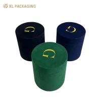 China Custom Size Luxury Velvet Round Flower Box with Premium Velvet Fabric and Gold Foil Logo for sale