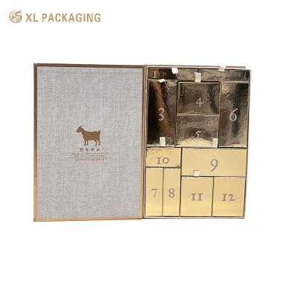 China XL Packaging Custom Gift Box Packaging Customize Advent Calendar SkinCare Box 12 Drawer Cream Lipstick Perfume Cosmetic Advent Calendar Box Gift Paper Board for sale