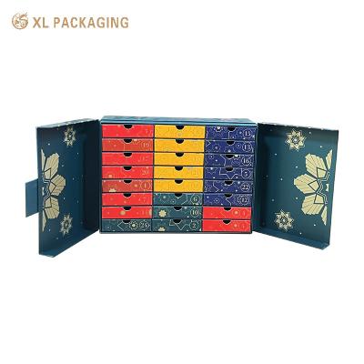 China XL Packaging Custom Packaging Box Factory 24 Drawer Advent Calendar Packaging Box Tea Hot Coffee Chocolate Bag Advent Calendar for sale