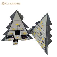 China XL Packaging Custom Packaging Box Factory Countdown To Christmas With Luxury Gifting Exquisite 12/14-Drawer Christmas Tree Advent Calendar Custom Drawer Box Packaging With Gold Foil Accents for sale