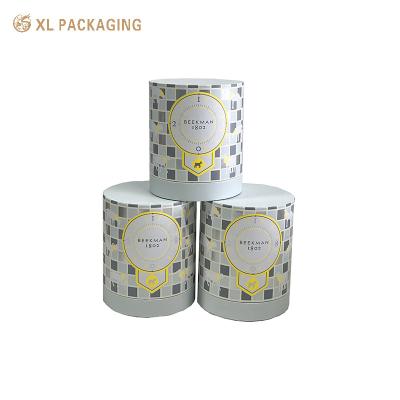 China Luxury Skin Care Art Paper Tube Boxes Handmade Cardboard Cylinders With Custom Print, Satin Interior Ideal For Serum Sets Spa Gifts & Branded Collections for sale