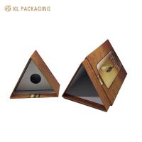 China Custom Luxury Triangle Wine Box with Cardboard Bottle Holder and Gold Foil Finish for sale
