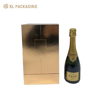 China XL Packaging Custom Packaging Box Factory Gold Glossy Paper Wine Packaging Box Two Door Magnet Vodka Whisky Packaging Box for sale