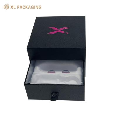 China Custom Luxury Two Layer Gift Drawer Box with Red Foil LOGO and Recyclable Material for Perfume Cosmetic Jewelry for sale