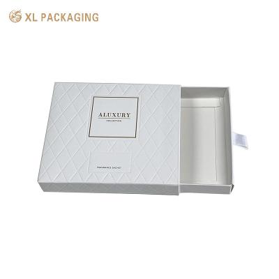 China XL Packaging Custom Packaging Factory Custom Luxury Boxes Kraft Paper Folding Perfume Box White Drawer Fragrance Paper Box Packaging With Handle for sale