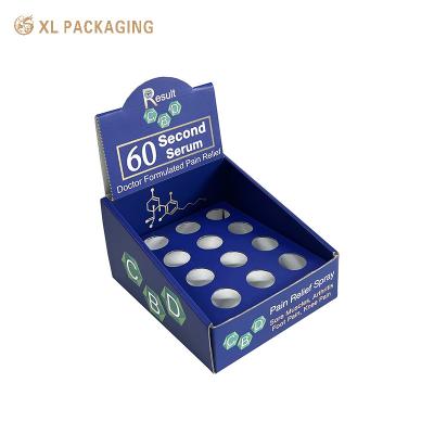 China Wholesale Custom Printed Corrugated Display Box | Flat-Pack Counter Display Packaging with 12-Slot Insert for CBD Serum Spray for sale