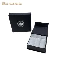 China 4-Cavity Black Magnetic Chocolate Gift Box with 350g Silver Paper Insert for sale