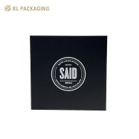 China Custom Luxury Black Chocolate Box White Logo Magnet Gift Box With Paper Dividers for sale