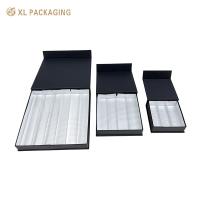 China Custom Luxury Black Chocolate Box White Logo Magnet Gift Box With Paper Dividers for sale