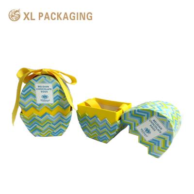 China Factory Custom 3 Pieces Egg Packaging Box W Wave Stripe Printed Matte Box with Yellow Ribbon for Chocolate Tea for sale
