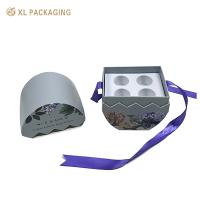 China Luxury Easter Egg Nail Polish Gift Box Custom Cosmetic Rigid Box With 4 Slots EVA Foam Insert & Purple Satin Ribbon for sale