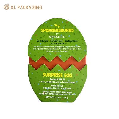 China Dinosaur Surprise Egg Soap Gift Box with Pantone CMYK Print Embossed Logo and 350gsm Card Insert for sale