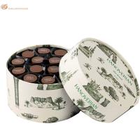 China Custom Printed 800gsm Rigid Cardboard Round Chocolate Gift Tube Box with 150gsm White Kraft Paper for sale