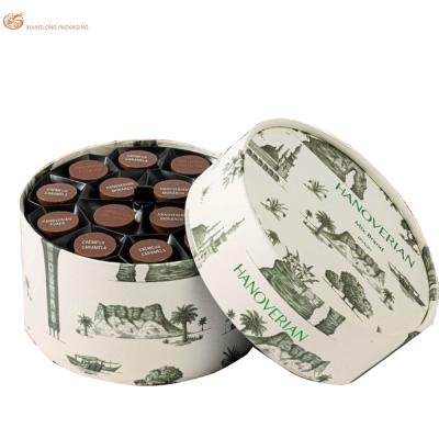 China Custom Printed 800gsm Rigid Cardboard Round Chocolate Gift Tube Box with 150gsm White Kraft Paper for sale