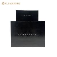 China Luxury Embossed Golf Magnetic Box | White Logo on Black Gloss | Optional Foldable Flat Pack Design for sale