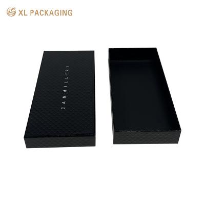 China XL Packaging Custom Packaging Box Factory Custom Printed Costom Packaging Boxes Black Paper Cardboard Gift Packaging Box Glossy Lamination Lid And Base Gift Box for sale