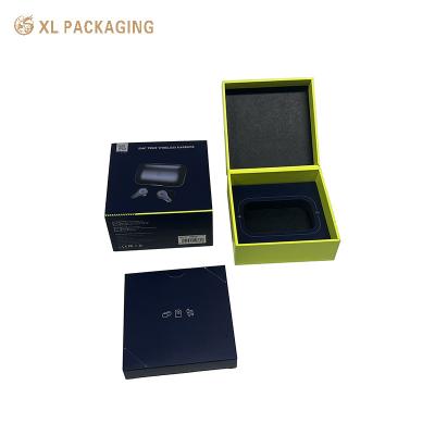 China XL Packaging Black Rigid Paper Earphone Packaging Box  Shockproof Mobile Bluetooth Headset Box With Magnetic Closure Foam Insert Gloss Lamination Sleek Design For Wireless Earbuds Tech Gifts for sale
