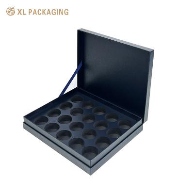 China XL Packaging Custom Packaging Box Factory Empty Blue Paper Packaging Boxes Ribbon Linked Lid Hinged Paper Box For Food Can for sale