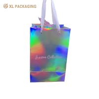 China XL Packaging Custom Packaging Factory Custom Logo Printing Small Size Holographic Advertising Glitter Hologram Silver Foil Gift Carrier Paper Bag for Jewelry for sale