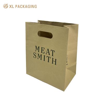 China XL Packaging Custom Packaging Factory Wholesale Custom Brown Kraft Disposable Paper Bag For Food Packaging Takeaway With Handle for sale