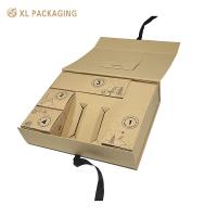 China Eco-Friendly Collapsible Kraft Paper Gift Box with Slanted Tray and Ribbon Closure for sale