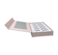 China Custom Printed Magnetic Cosmetic Gift Box with Built-in Mirror and Flocked EVA Insert for Skincare Packaging for sale
