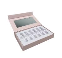 China Custom Printed Magnetic Cosmetic Gift Box with Built-in Mirror and Flocked EVA Insert for Skincare Packaging for sale