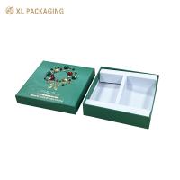 China Custom Green Luxury Packaging Christmas Wrapping Decoration Bows Gold Hot Stamping Lid And Base Boxes For Cosmetic for sale
