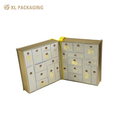 China XL Packaging Custom Packaging Box Factory Double Door OEM 24 Drawer Advent Calendar Box Cosmetic Skincare Beauty Gift Christmas Box Drawer for sale