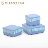 China Blue Marble Cardboard Drawer Slide Jewelry Box With Ribbon Bow Luxury Bracelet Packaging Velvet Lining & Gold Foil Accents Elegant Gift Box For Bridesmaids Birthdays & Premium Jewelry for sale