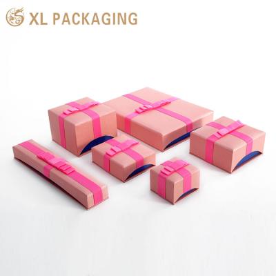 China Hard Custom Printing Small Gift Cardboard Drawer Paper Box With Bow for Jewelry Packaging for sale