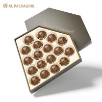 China Custom Diamond-Shaped 18Pcs Chocolate Box with Luxury Gold Food Tray for Premium Chocolate Packaging for sale